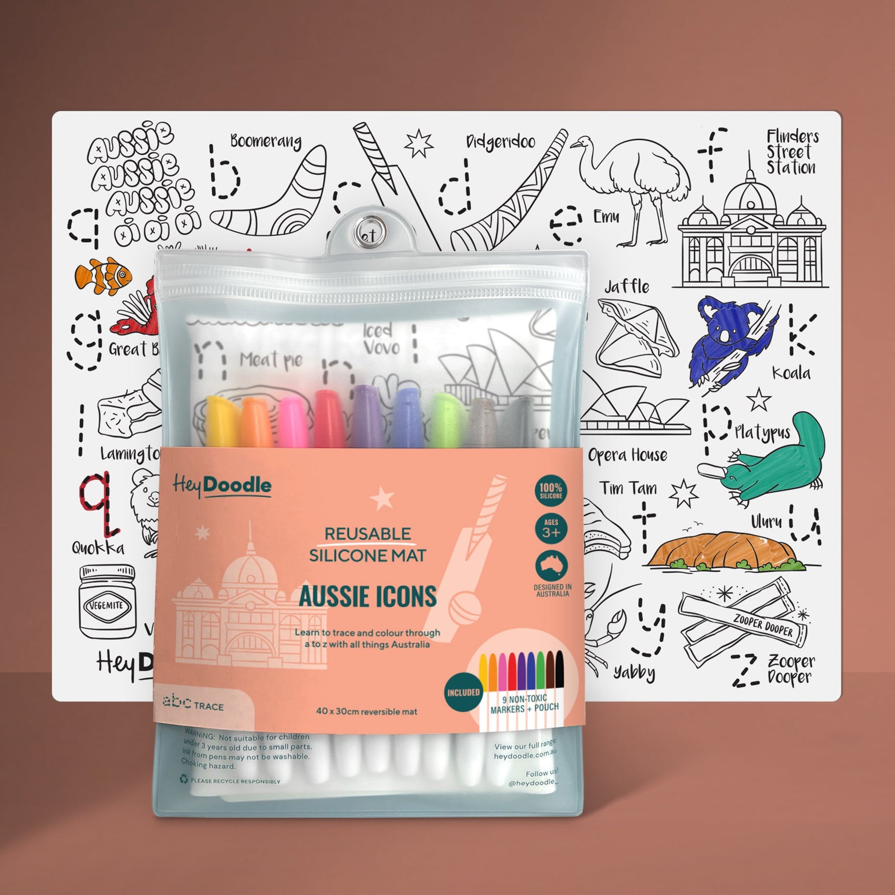 ABC Aussie Icons Reusable Silicone Colouring Mat by HeyDoodle | Friends ...