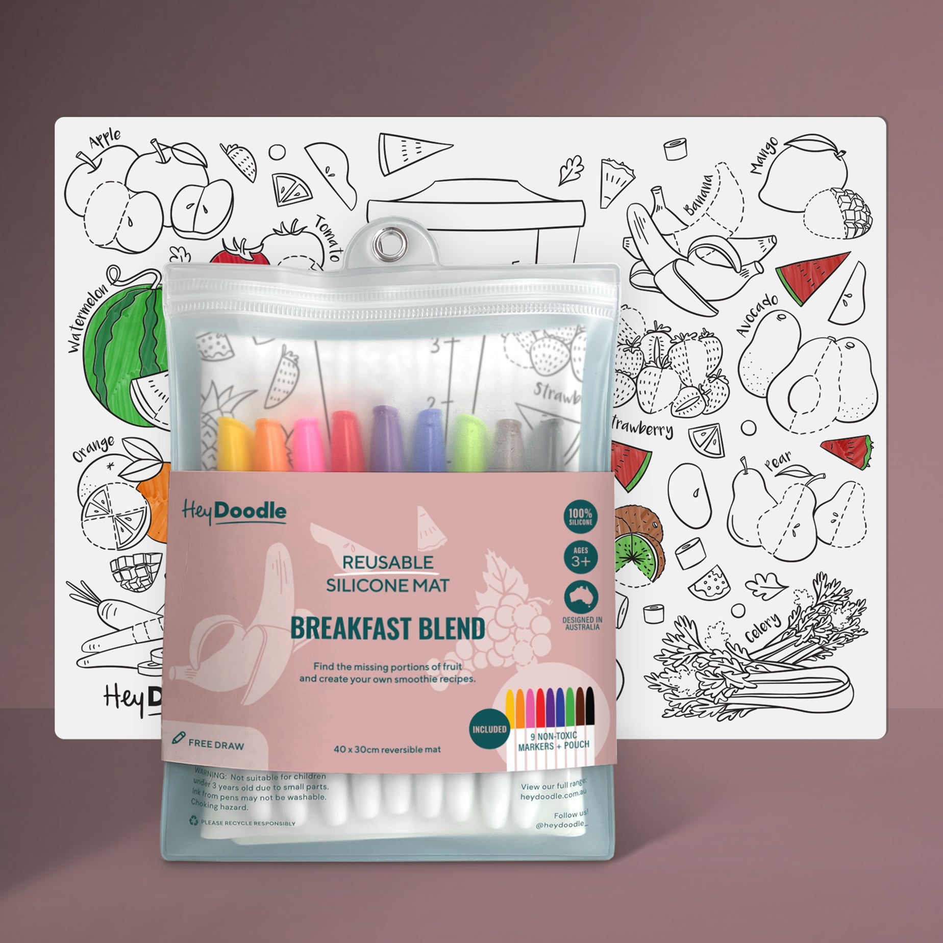 Hey Doodle | Breakfast Blend Reusable Silicone Colouring Mat