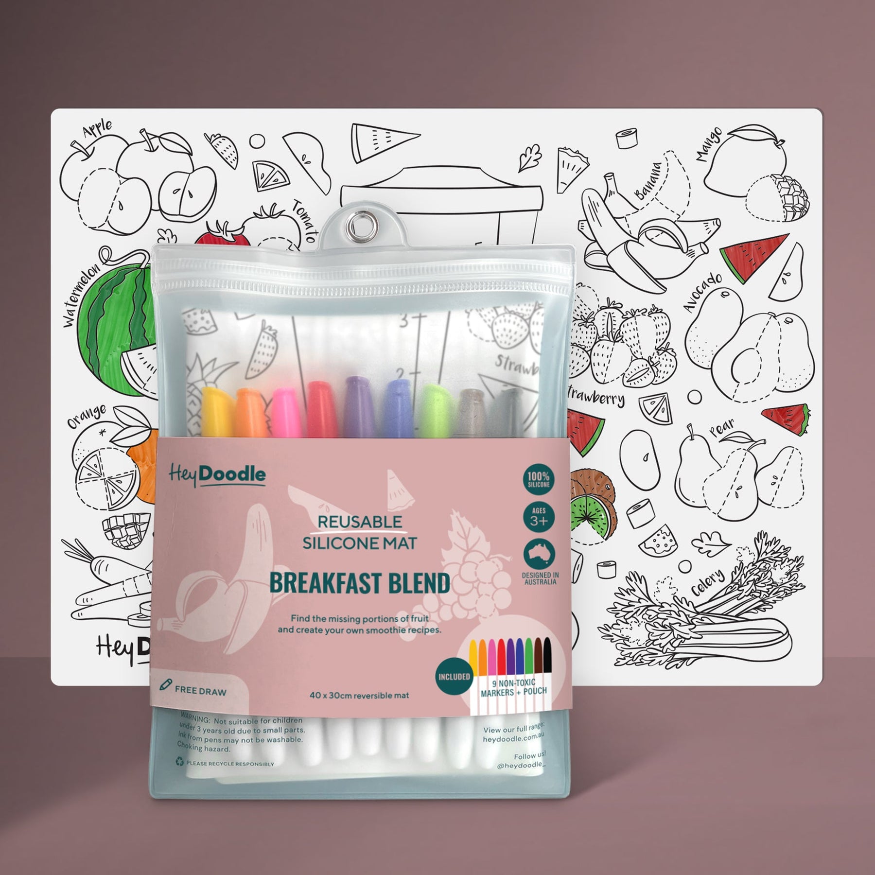 Hey Doodle | Breakfast Blend Reusable Silicone Colouring Mat