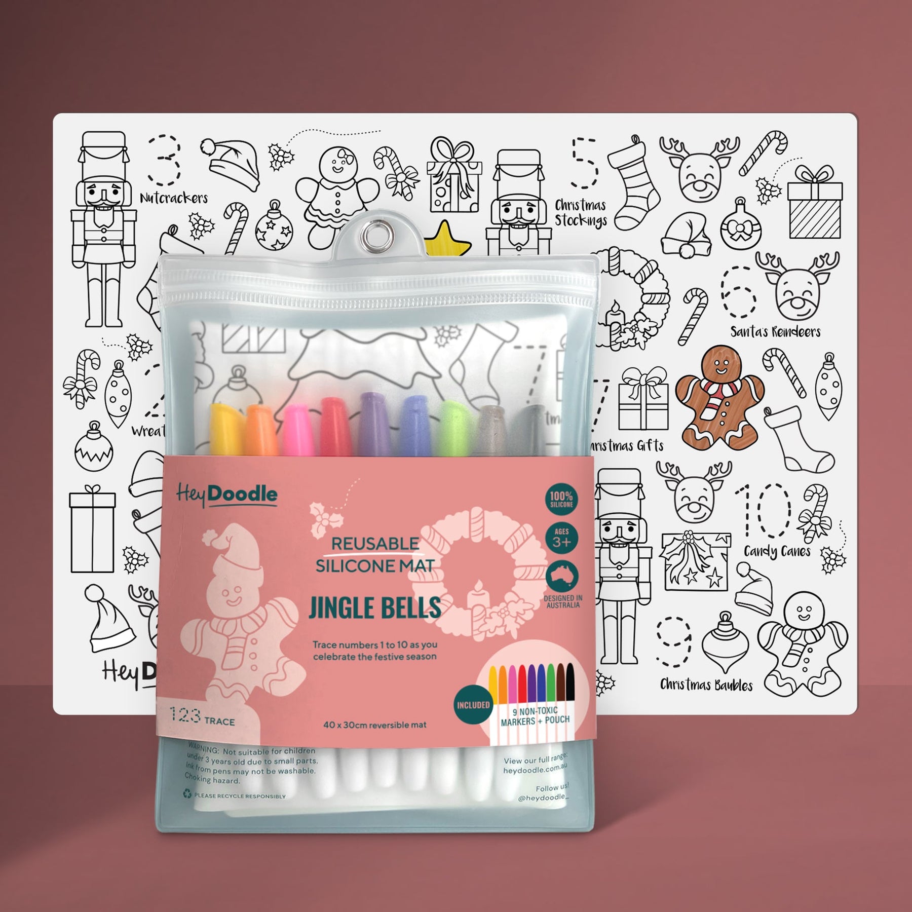 Jingle Bells Reusable Silicone Drawing Mat by HeyDoodle | Friends of K