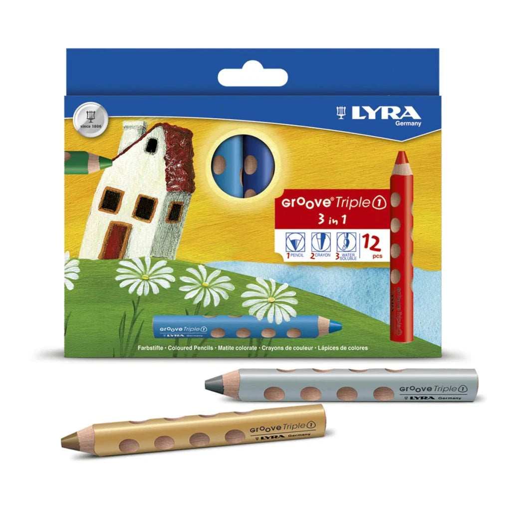 Lyra Groove Triple One 3 in 1 (Colour Pencil Watercolour and Wax Crayon ...